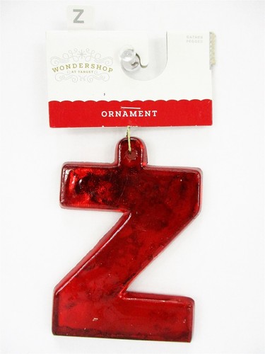 Letter Z Mercury Monogram Holiday Ornament Wondershop Glass Red Target ...