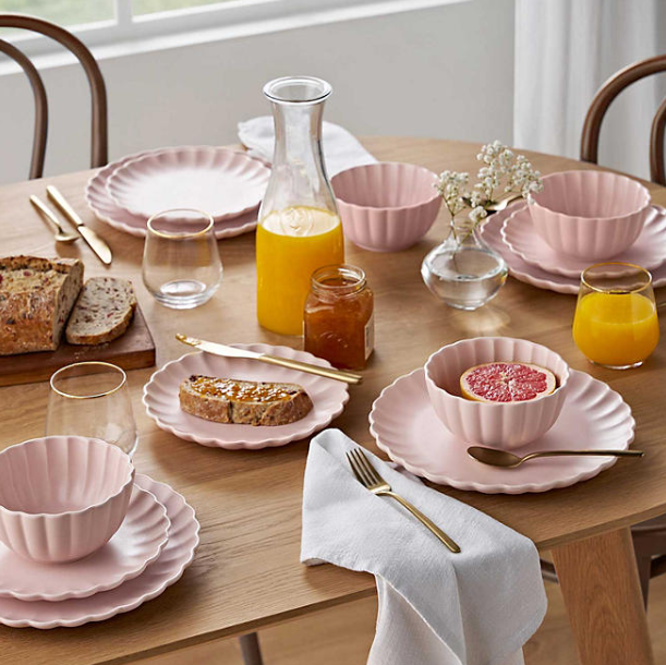 12-Piece Scallop Dinnerware Set, Microwave & Dishwasher Safe Free ...