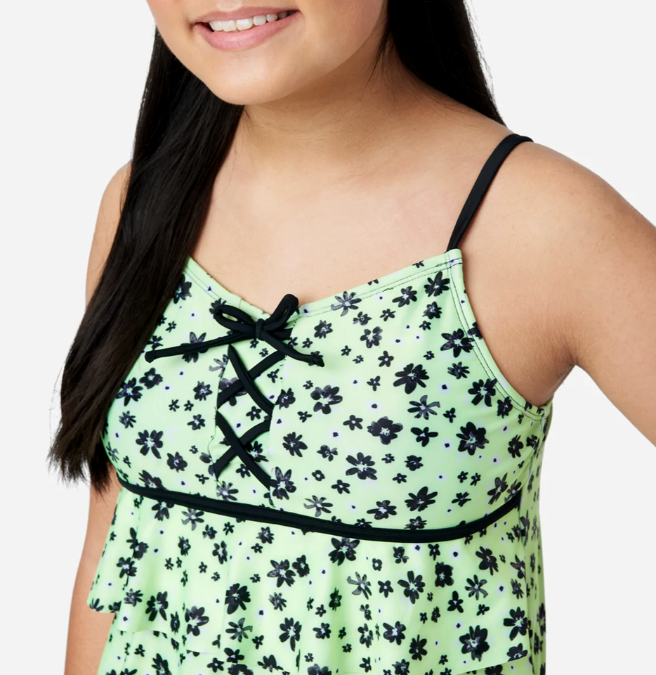 JUSTICE Girls Swimsuit Tankini Bikini Ruffle Swim PLUS SIZE 12 14 16 18 ...