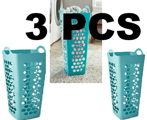 3Pks Square Laundry Plastic Flexible Hamper Storage Bin Basket 2Handles ...