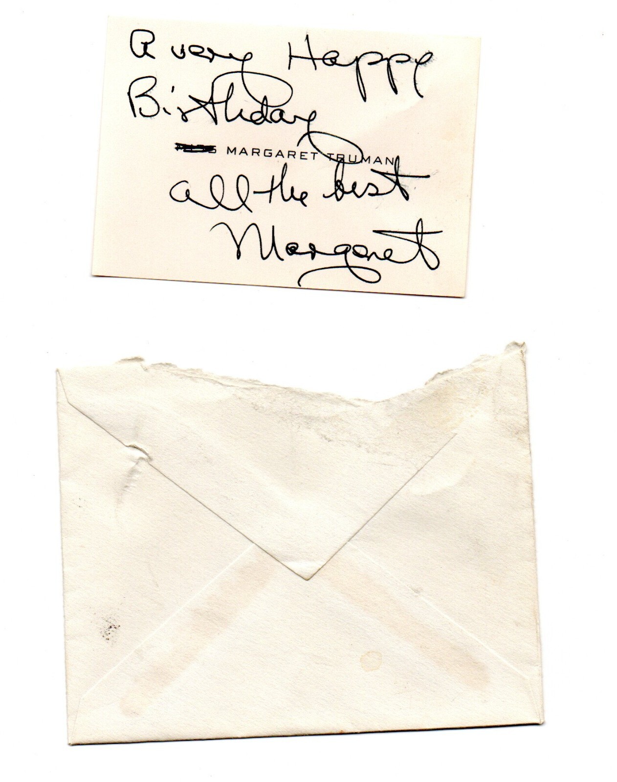MARGARET TRUMAN signed letter card inscribed original autograph Happy ...