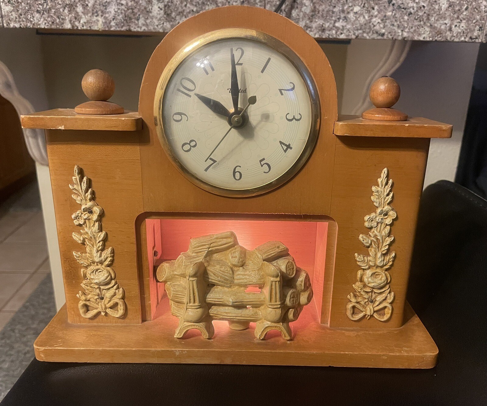 👀 Vintage Fireplace Clock United Clock Corp Electric Model 419 1940's ...