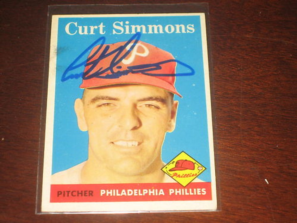 CURT SIMMONS 1958 TOPPS #484 AUTOGRAPHED SIGNED CARD | eBay