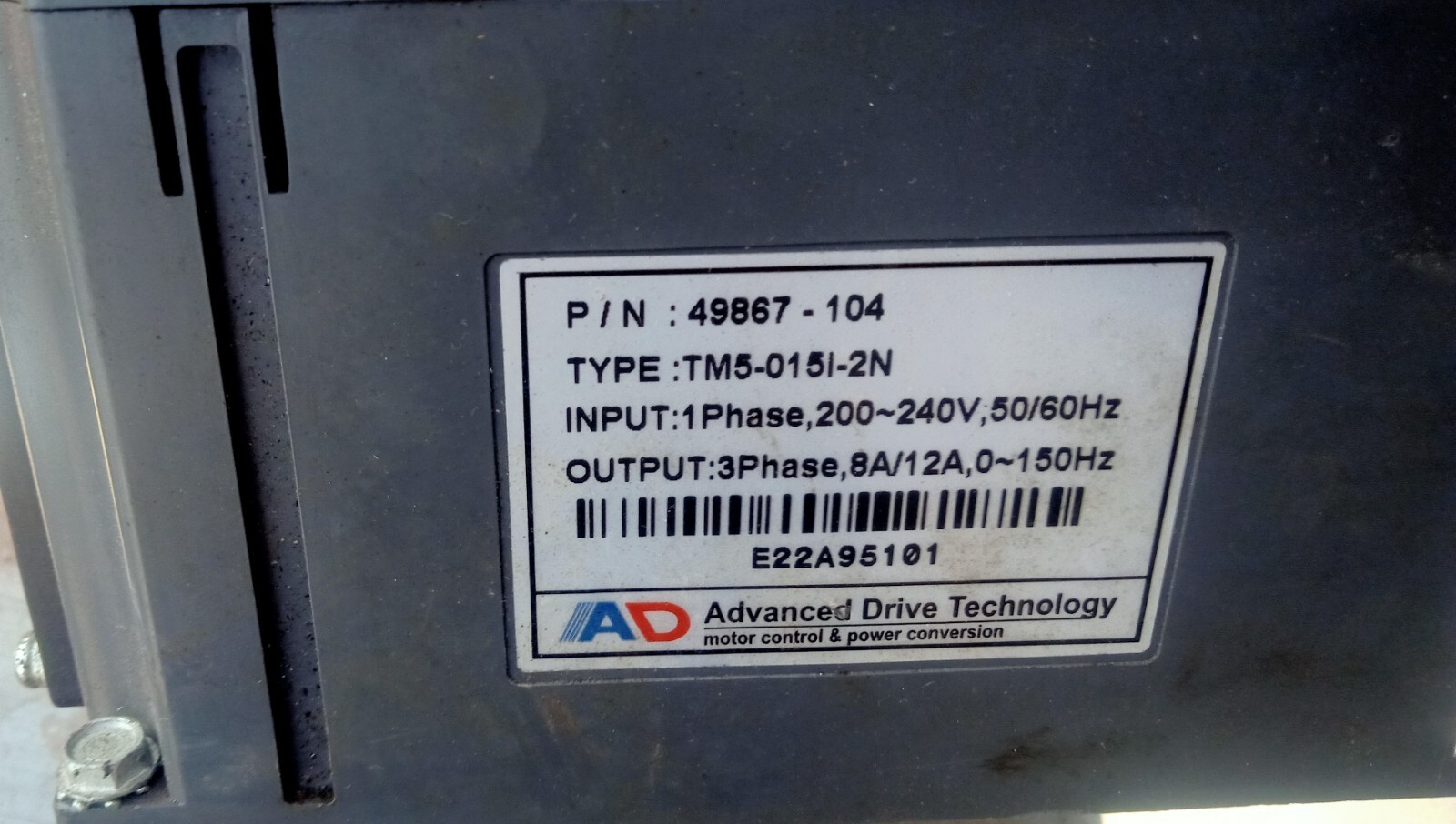 IFT Drive 49867-104 TM5-015i-2N A.D.T. 49867-104 Treadmill Inverter | eBay