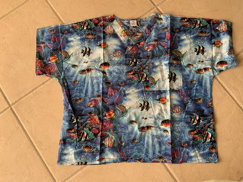 S.C.R.U.B.S. Scrub Top Size 2XL NEW Fish Aquatic COLORFUL | eBay