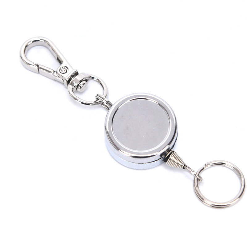 Retractable Pull Key Ring Chain Clip Carabiner Holder Recoil Extendsl ...