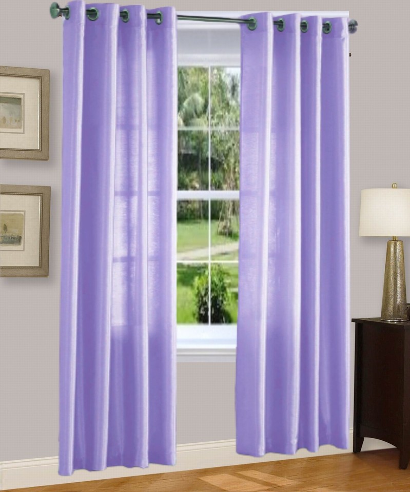 VERSATILE 2PC SET SOLID PANEL UNLINED WINDOW CURTAIN SEMI SHEER DRAPE ...