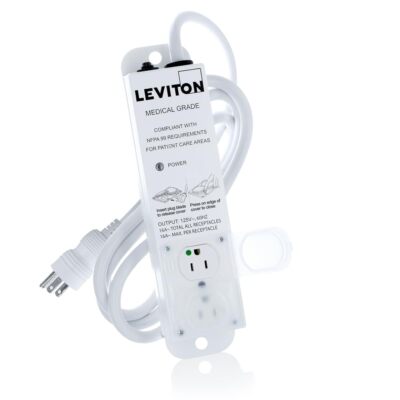 Leviton 5302M-1N7 15 Amp Medical Grade Power Strip 2-Outlet 7' Cord ...