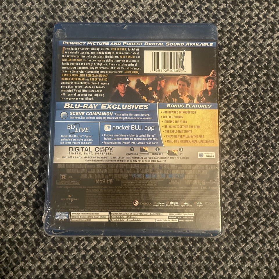 Backdraft (Blu-ray/DVD, 2011, 2-Disc Set, Anniversary Edition Kurt Russell New! 25192108044 | eBay