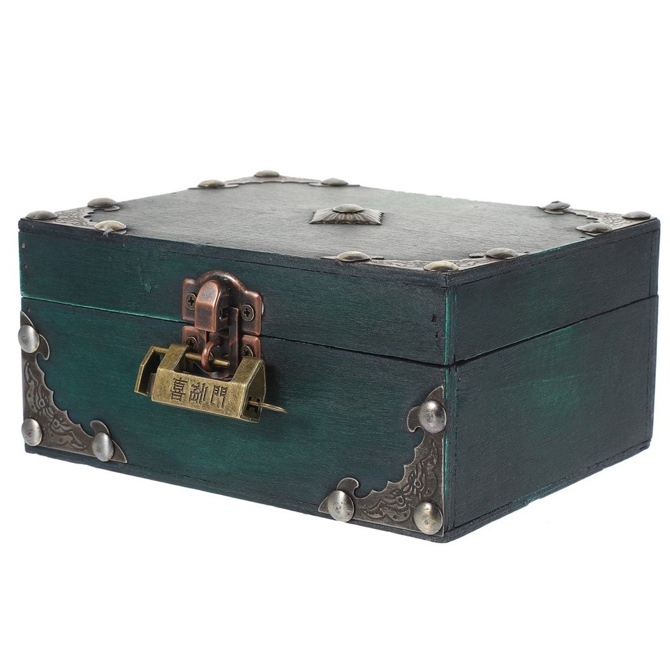 Small Treasure Box Jewelry Organizer Boxes Storage Trunk with Lock ...