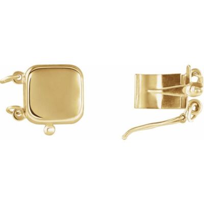 14K Solid Gold Plain Cushion Shape Pearl Box Bead Clasp Single Strand ...