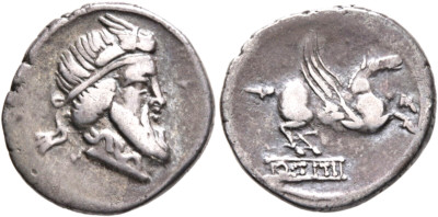 Q. Titius, 90 BC. Denarius (Silver, 18 mm, 3.65 g, 3 h), Rome. Mutinus ...