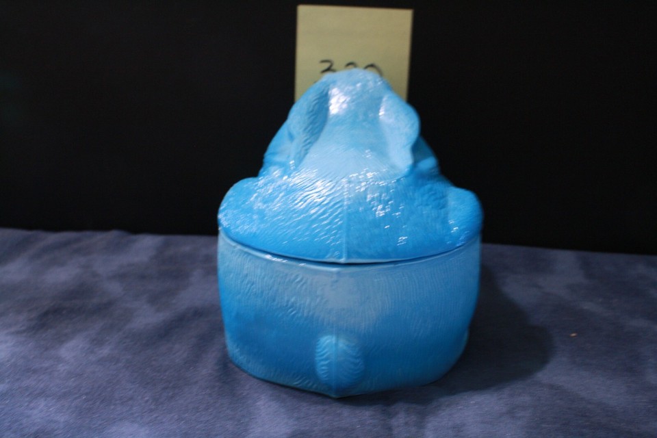 Vintage Blue Milk Glass Rabbit Covered Dish | eBay