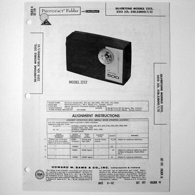 Silvertone Models 2212 2213 Portable Radio - SAMS Photofact ™ 1962 ...