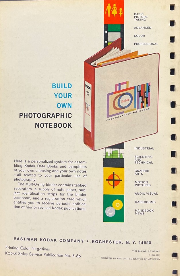 Vintage (1964), Kodak Color Data Book, Printing Color Negatives, No. E ...
