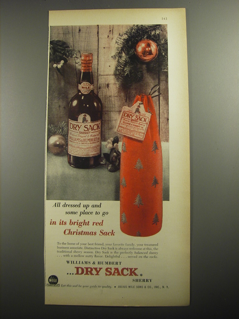1956 Williams & Humbert Dry Sack Sherry Ad - All dressed up some place ...