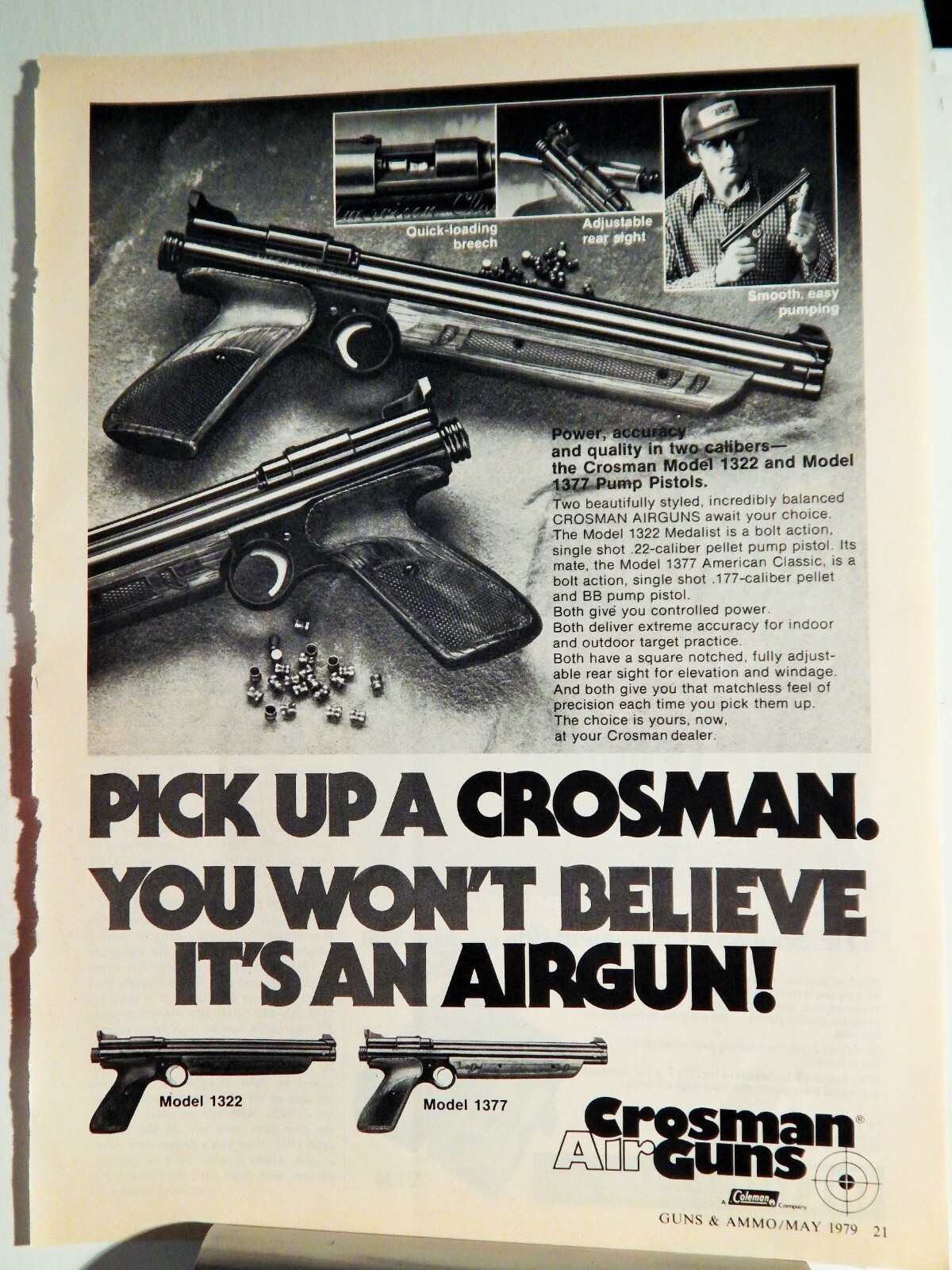 CROSMAN AIR GUNS FIREARM ORIGINAL VTG 1970S ADVERTISEMENT | eBay