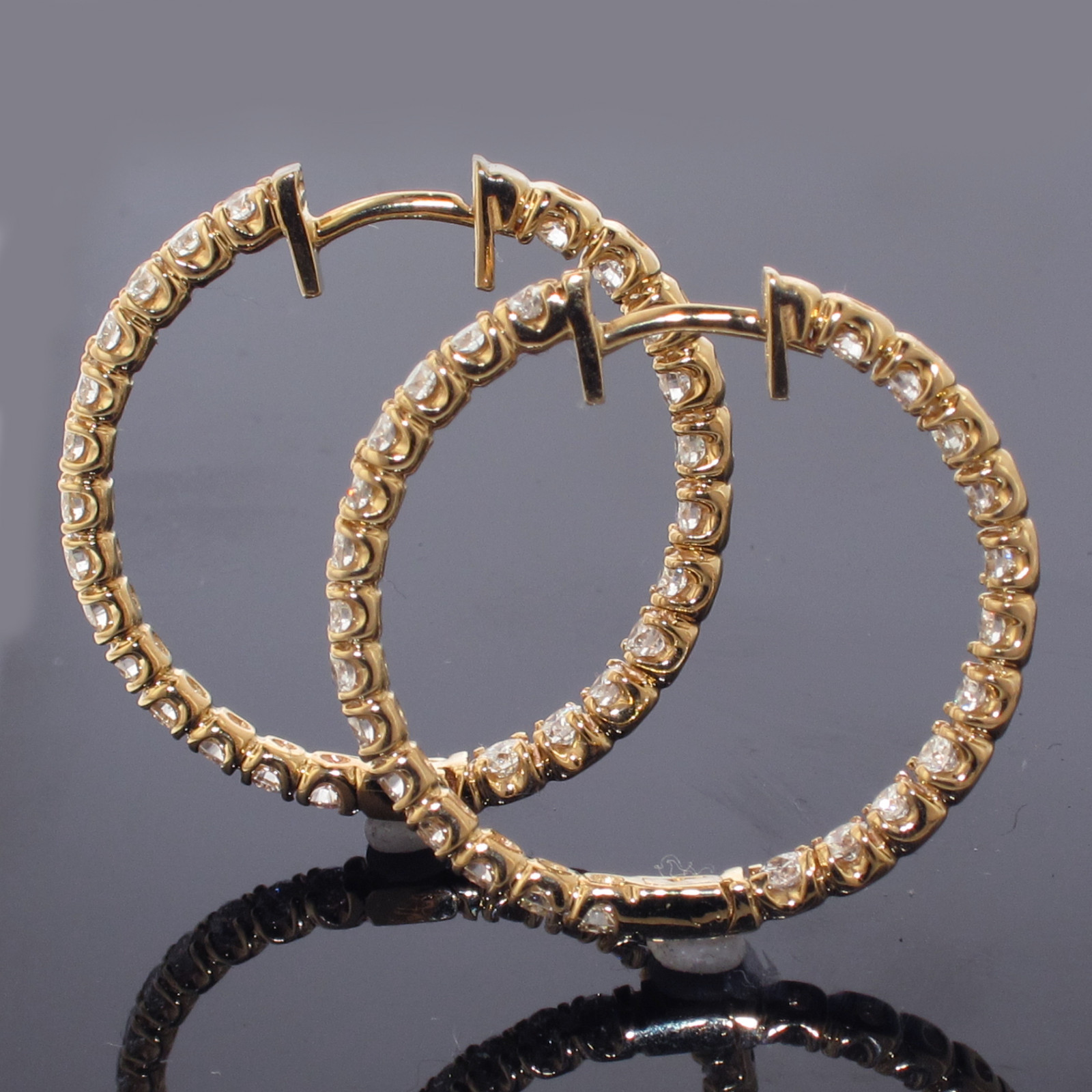 2.50 CT TW Inside/Outside Round Diamond Hoops in 14k Yellow Gold New | eBay