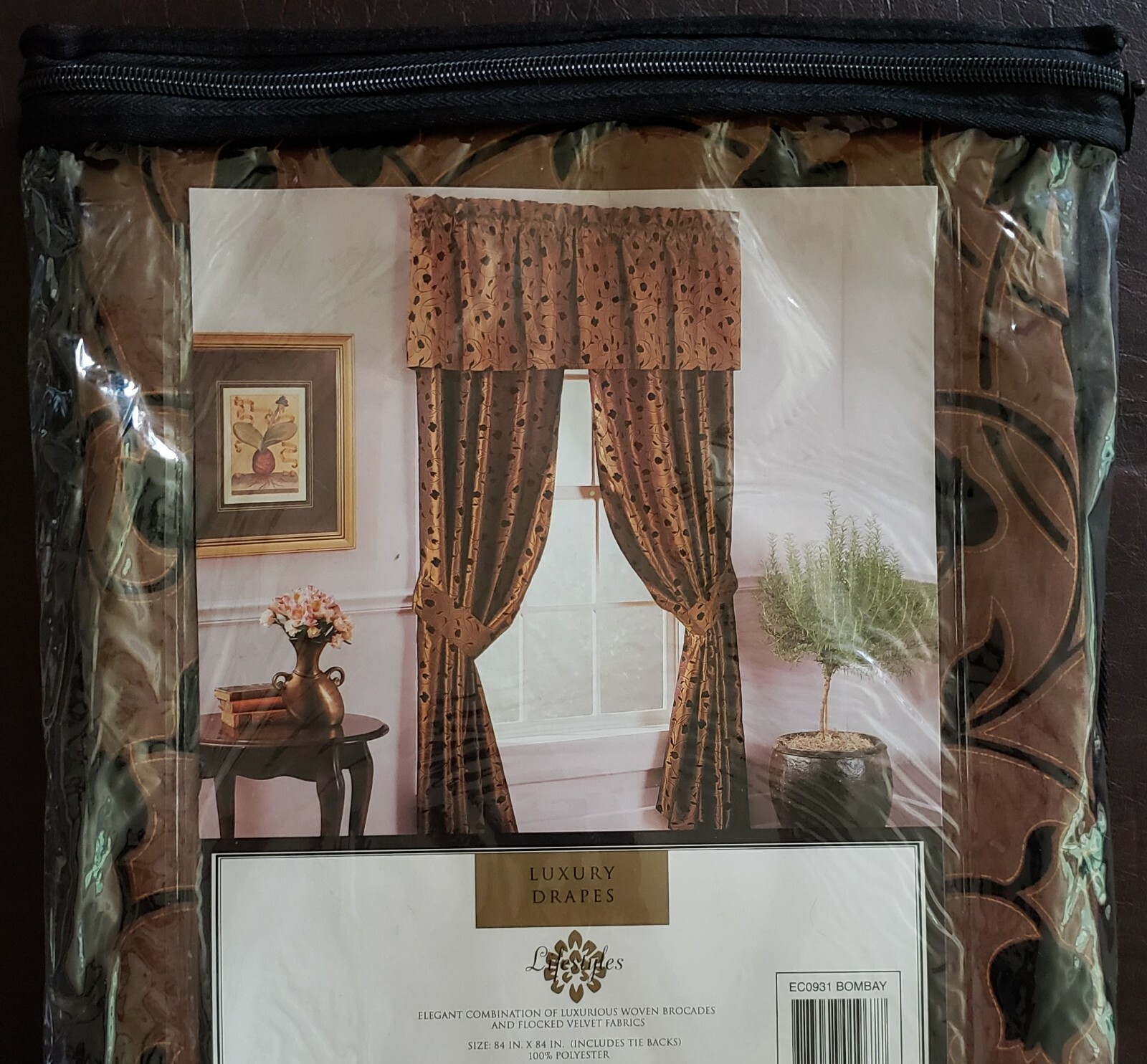 New Lifestyles BOMBAY window set with 2-panel Drapes, Valance and 2 Tie ...