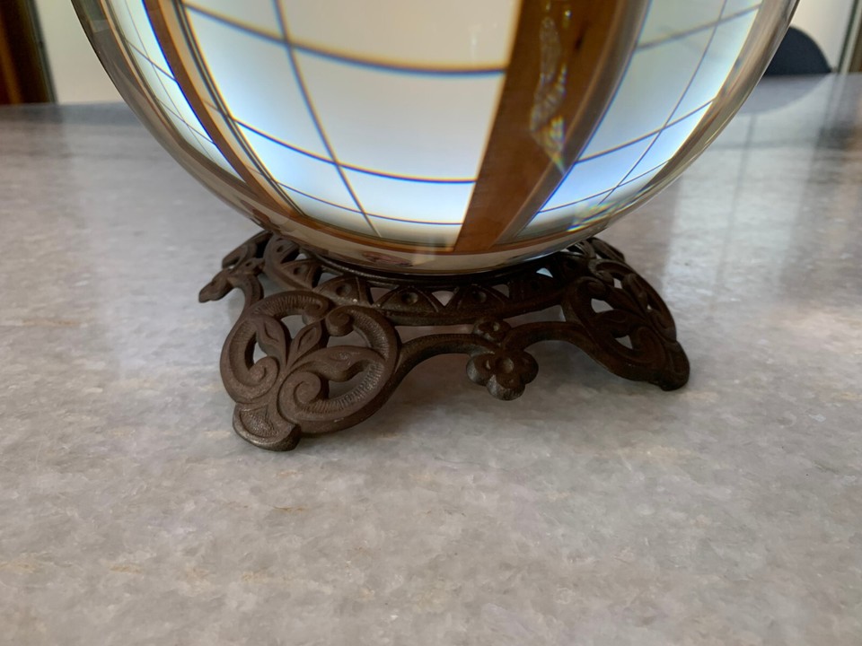 MASSIVE 8", Antique, Crystal Ball w/Ornate Floral, Victorian, Finely ...