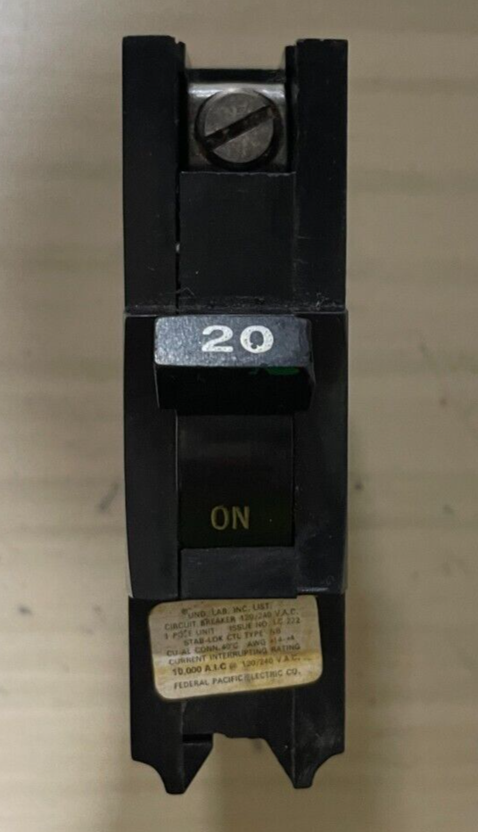 Federal Pacific 20A 1 Pole Breaker | eBay