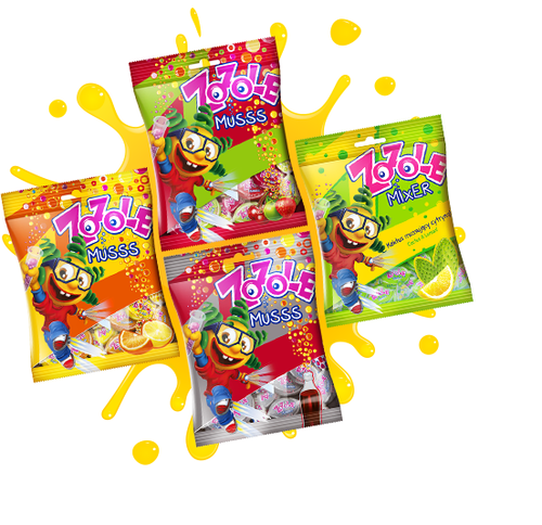ZOZOLE MUSSS - 75G - FIZZY FILLING CANDY SWEETS - COLA APPLE STRAWBERRY ...