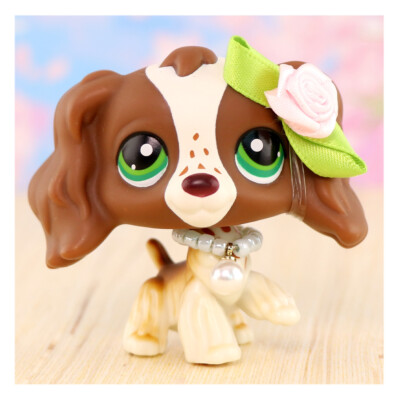Pet Shop LPS Brown White Cocker Spaniel Dog Green Dot Eyes Animal ...