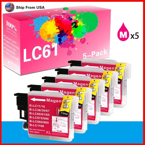 (5PK,Magenta) LC-61 LC61 Ink Cartridge LC61M for MFC-5890CN 5895cw ...