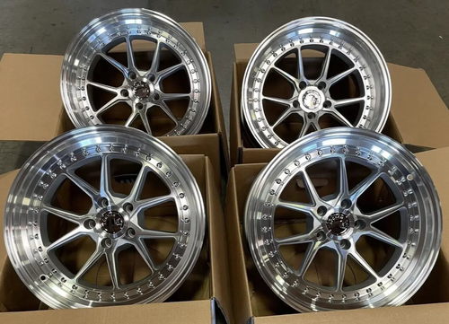 19" Aodhan DS08 Wheels 19x11 +22 5x114.3 Deep Dish Silver Machined Rims ...