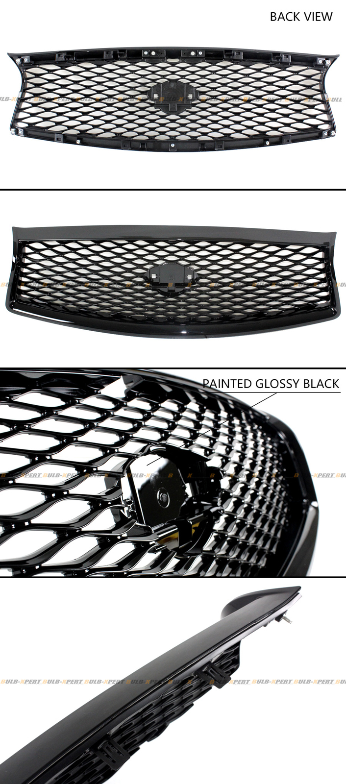 FOR 2014-17 INFINITI Q50 HIGH GLOSS BLACK OUT FRONT HOOD UPPER GRILL ...