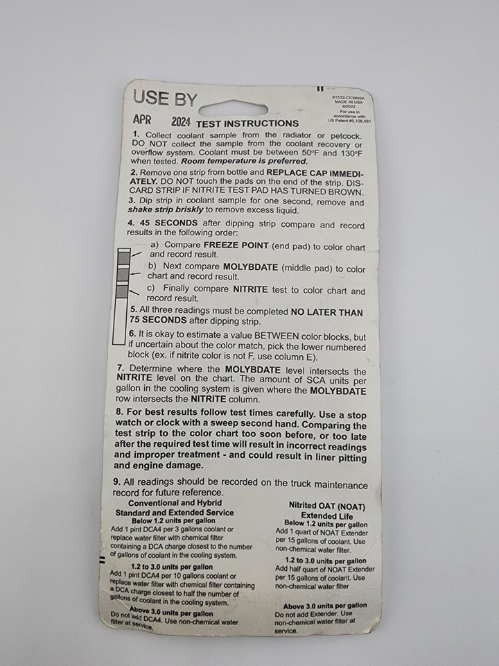 Fleetguard Coolant Analysis Test Kit CC2602A | eBay