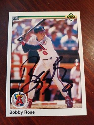 BOBBY ROSE 1990 Upper Deck # 77 autographed signed baseball card ANGELS ...