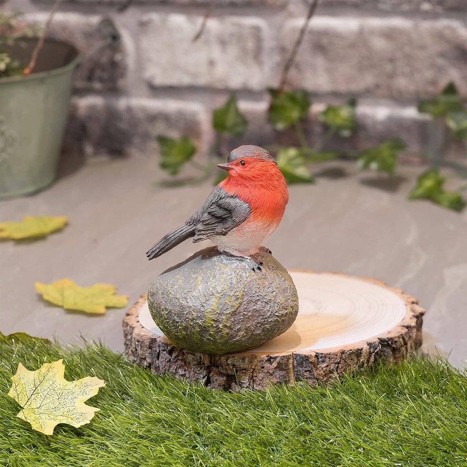 Garden Robin Bird Ornament On Perched B Sculpture Robin Indoor Outdoor ...