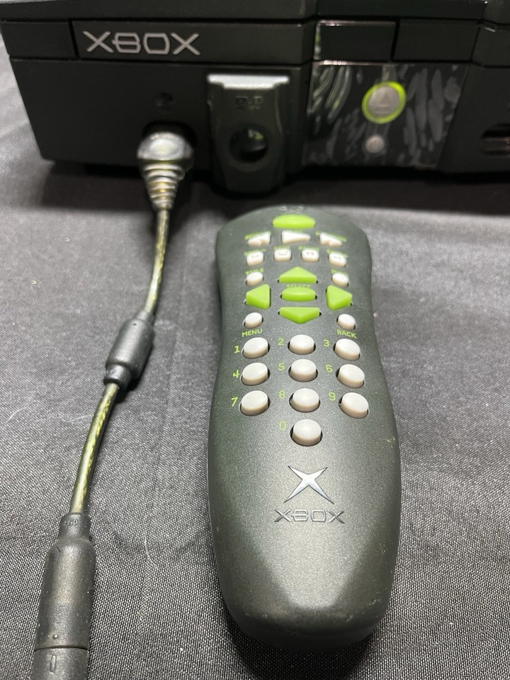 Original XBox Console Bundle Controllers Power A/V Cables DVD Remote ...