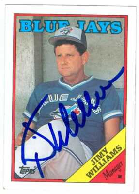 Jimy Williams autographed baseball card (Toronto Blue Jays) 1988 Topps ...