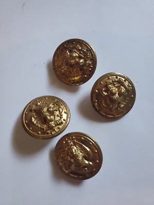 Vtg Lot 4 US Military Replacement screw Buttons 1/2” Gold Tone Eagle ...