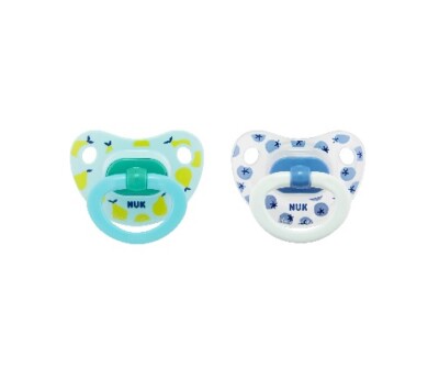 Nuk Baby Boy 2-Pack Orthodontic Pacifiers Blue/Clear Fruit Size 6-18M ...