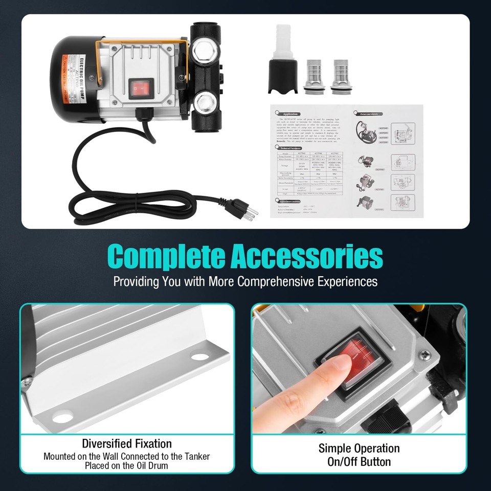 110V AC 16GPM 60L/min Oil Transfer Pump, Electric Self-priming Oil Pump ...