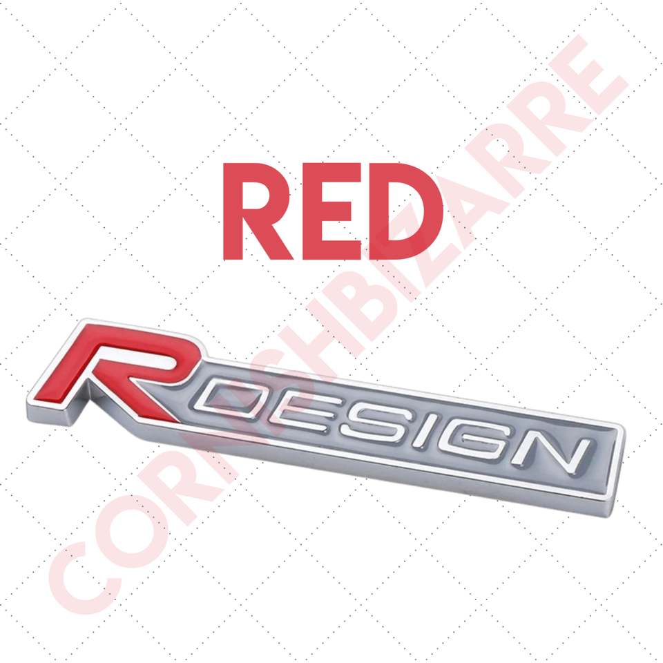 R DESIGN BADGE RED OR BLUE SELF-ADHESIVE FITS VOLVO XC60 V70 S60 V40 ...