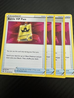 4x Battle VIP Pass 225/264 x4 - Fusion Strike - Pokemon TCG - Playset ...