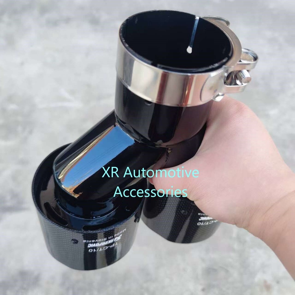 Akrapovic Carbon Fiber Glossy Black Exhaust Tip Dual Pipe OD:89/101mm ...