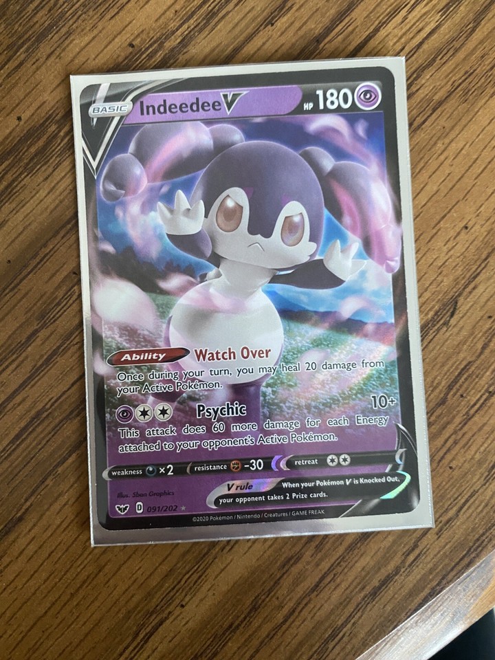 Pokémon TCG Indeedee V Sword & Shield Base Set 091/202 Holo Ultra Rare ...