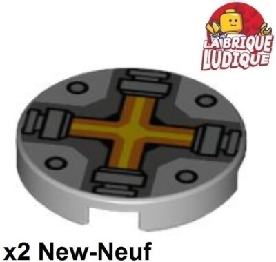 LEGO 2x Piastrelle Rotondi Decorato 2x2 Bottom Supporto Croce ...