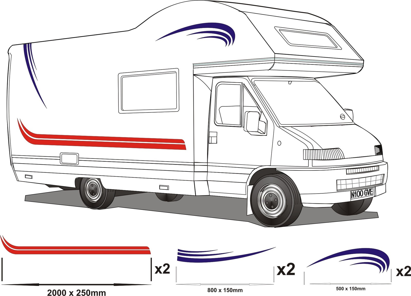 MOTORHOME VINYL GRAPHICS STICKERS DECALS SET CAMPER VAN RV CARAVAN ANY ...