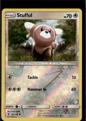 Pokemon Stufful 112/145 Guardians Rising Reverse Holo Common 2 Card Lot ...