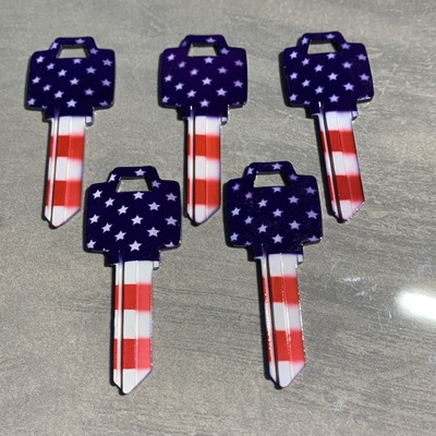 5X-PATRIOTIC STARS &TRIPES US FLAG KEYS Uncut NEW House Key Blanks WR-5 ...