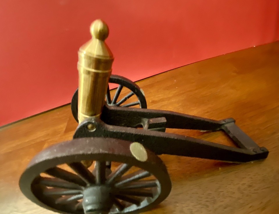 Vintage Antique Solid Brass and Cast Iron Miniature Cannon Construction ...