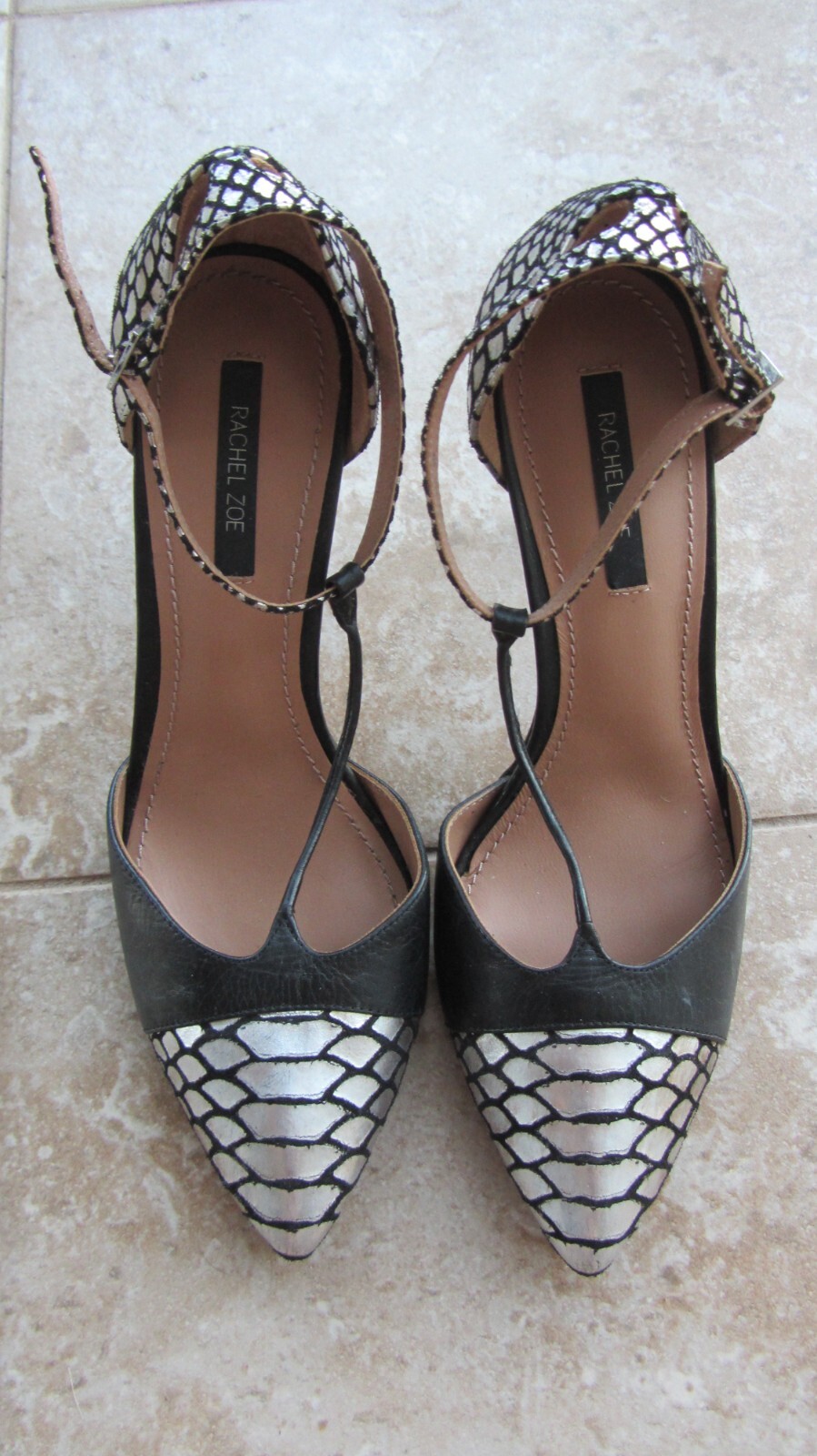 Rachel Zoe "Franco" size 8 T-Strap Snake Embossed Stiletto Pumps | eBay