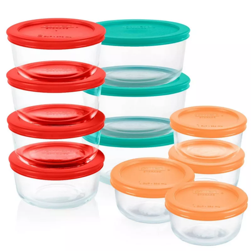 Pyrex Glass Storage Meal Prep Containers 22 Piece Set BPA lids Oven ...