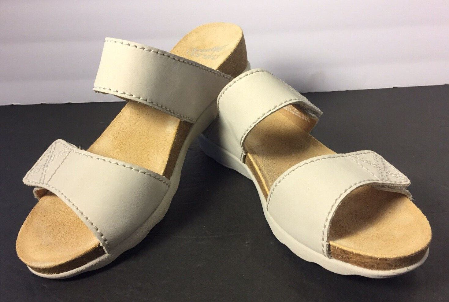 Dansko Maddy Nubuck Beige Leather Slide Sandals Shoes… - Gem